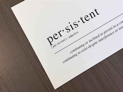 Persistent Persistence Dictionary Definition Art Print Etsy