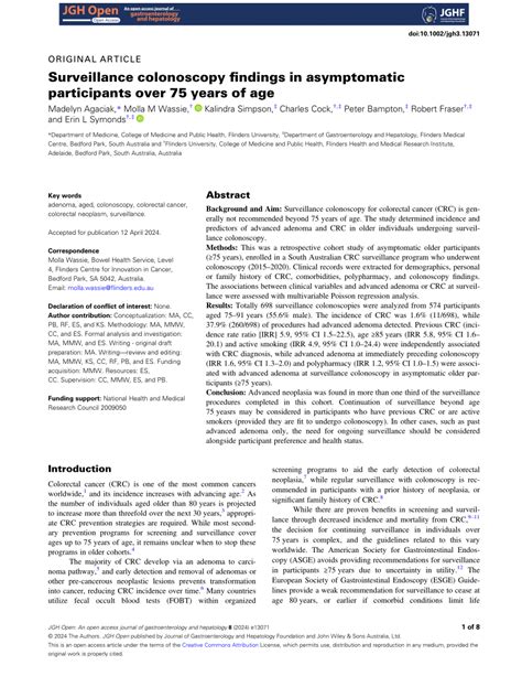 Pdf Surveillance Colonoscopy Findings In Asymptomatic Participants
