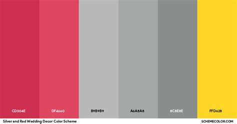 Silver And Red Wedding Decor Color Scheme Palettes