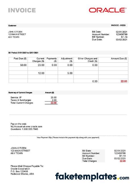 Fake Usa Oracle Invoice Download Word And Pdf Template Fully Editable Download Fake