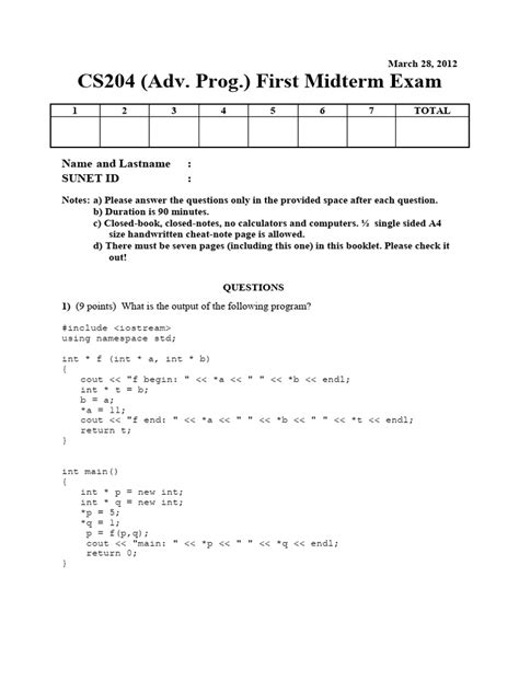 Spring2012midterm1 Pdf Constructor Object Oriented Programming Programming