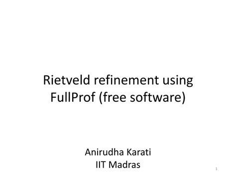 Pdf Rietveld Refinement Using Fullprof Software