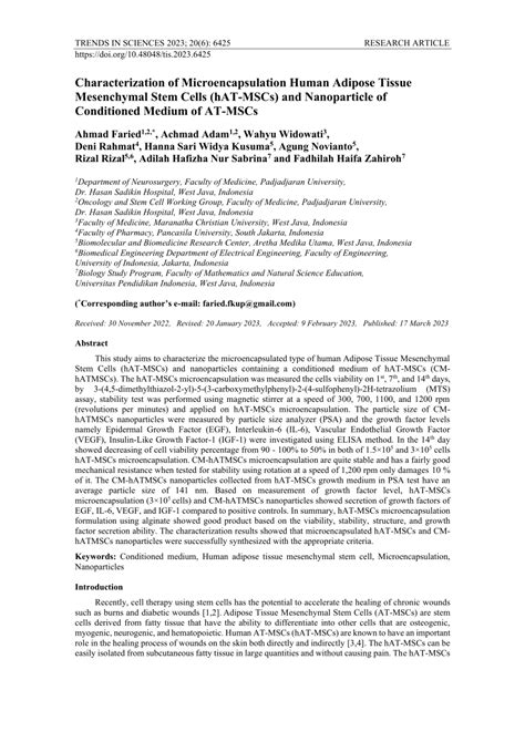 Pdf Characterization Of Microencapsulation Human Adipose Tissue Mesenchymal Stem Cells Hat