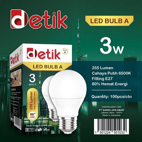 Jual Detik Lampu Led Bulb Watt Cahaya Putih Shopee Indonesia