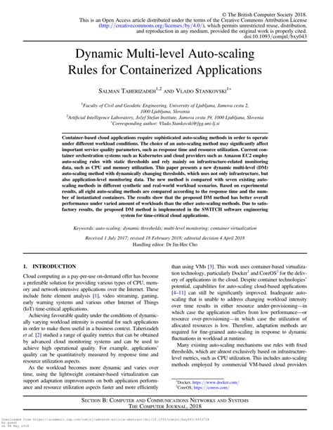 Pdf Dynamic Multi Level Auto Scaling Rules For Containerized Applications