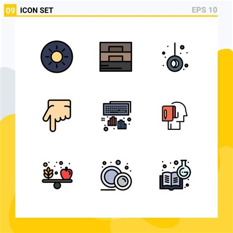 User Interface Pack Of 9 Basic Filledline Flat Colors Of Start From