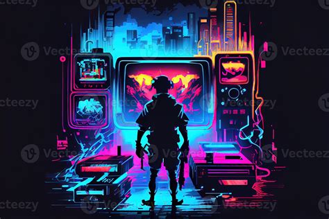 Illustration Of Gaming Background Abstract Cyberpunk Style Of Gamer Illustration Of Gaming Background Abstract Cyberpunk Style Of Gamer