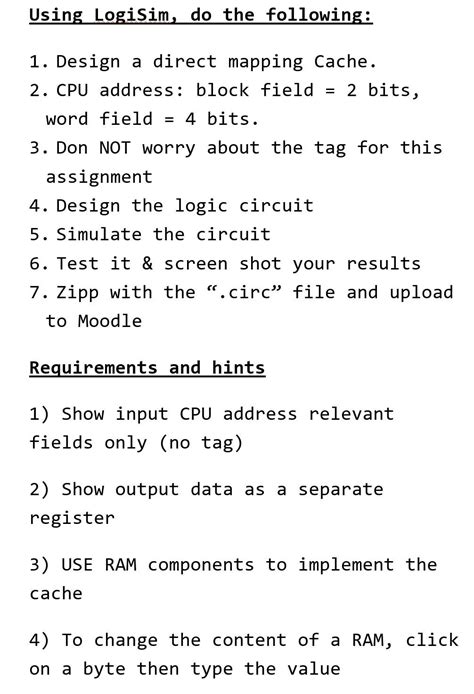 Solved Using Logisim Do The Following 1 Design A Direct