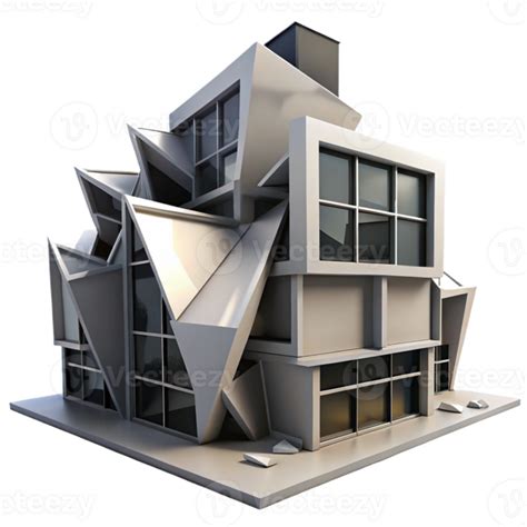 Serene Contemporary Deconstructivist Office Building Fragmented Forms