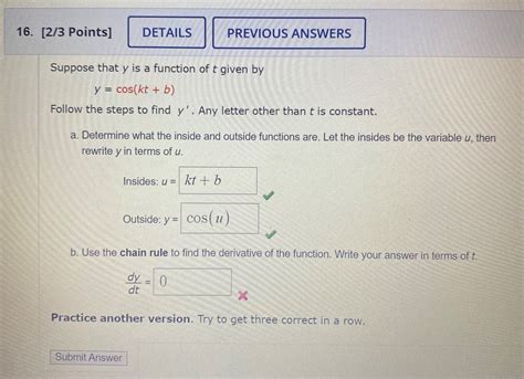 Solved Suppose That Y Is A Function Of T Given By Chegg Com