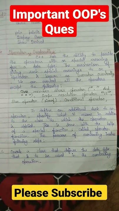 Object Oriented Programming Important Ques Ddu Shorts