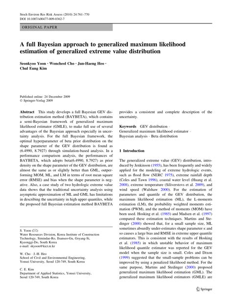 Pdf A Full Bayesian Approach To Generalized Maximum Likelihood