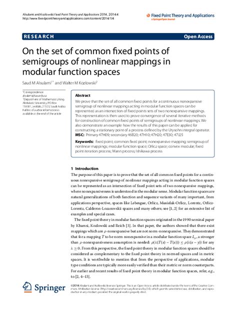 pdf on the set of common fixed points of semigroups of nonlinear