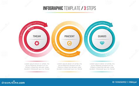 Three Steps Infographic Process Chart With Circular Arrows Vector Illustration Cartoondealer