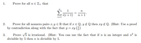 solved 1 prove for all n∈z that ∑i 1ni i 1 1 n 1n 2 prove