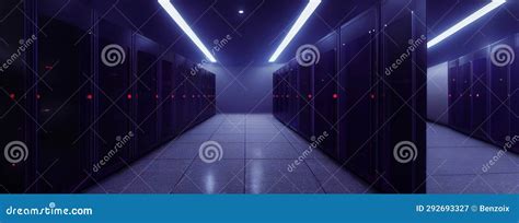Dark Server Racks In Computer Network Security Server Room Data Center Generative Ai Stock