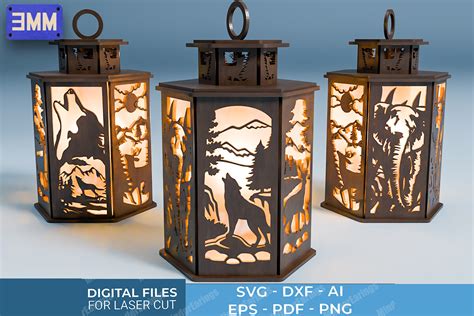 3d Wildlife Lantern Laser Cut Files · Creative Fabrica