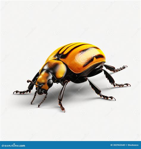 Hyper Realistic 3d Illustration Of A Black And Orange Beetle On White Background Stock