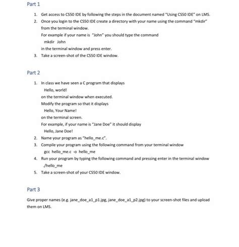 solved part 1 1 get access to cs50 ide by following the