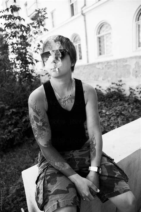Smoking Lesbian Woman By Stocksy Contributor Alexey Kuzma Stocksy