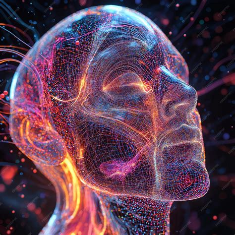 Neural Universe Vibrant 3d Wireframe Human Head Visualizations