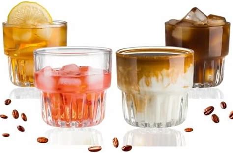 8oz Drinking Glasses Set Of 4 Stackable Iced Latte Coffee Glass Beer