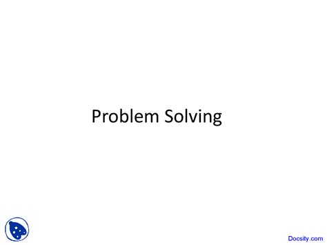 Problem Solving Introduction To Engineering Lecture Slides Docsity
