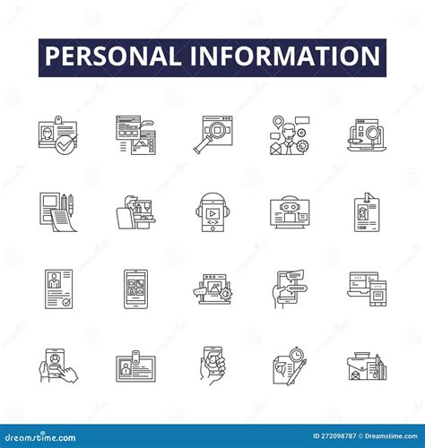 Personal Information Line Vector Icons And Signs Data Address Name Email Phone Age Dob
