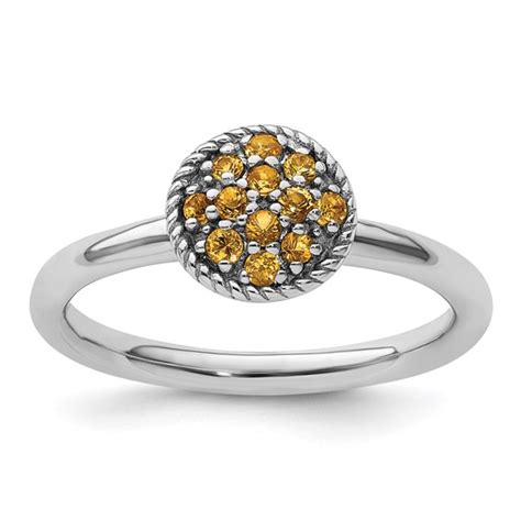 Sterling Silver Stackable 15 Ct Citrine Cluster Ring Qsk320