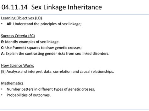 advanced biology 8th 12th grade inheritance 5 sex linkage teaching resources