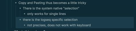 simpler selection and copy pasting feature requests logseq