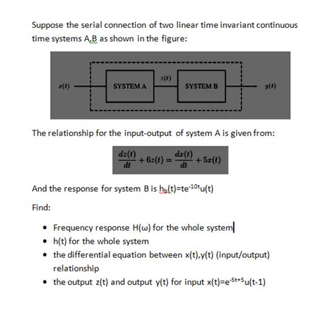 Solved Suppose The Serial Connection Of Two Linear Time Chegg Com