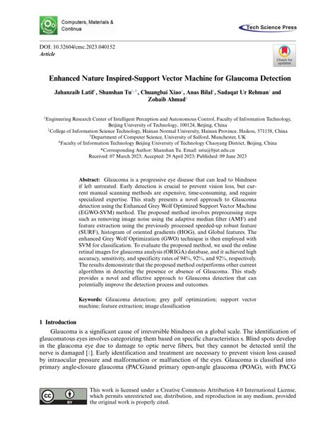 Pdf Enhanced Nature Inspired Support Vector Machine For Glaucoma Detection