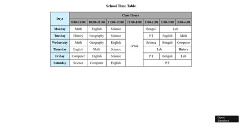 Html Table Codesandbox
