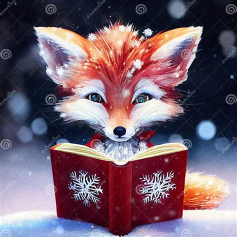Cute Fox In Winter Wrapped In A Blanket With A Book Stock Illustration Illustration Of