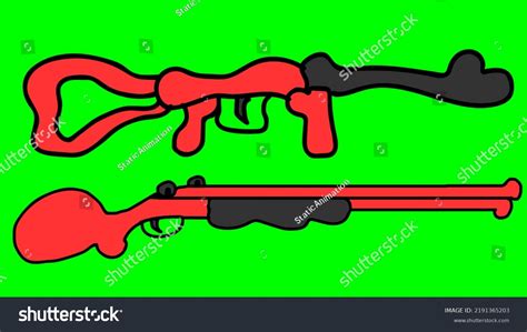 Red Gun Designs On Green Screen Stock Illustration 2191365203 Shutterstock