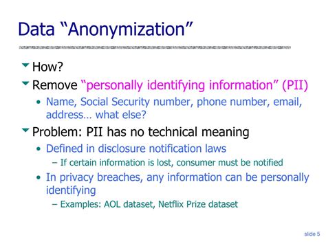Ppt Privacy Protection In Data Sharing Anonymization Methods