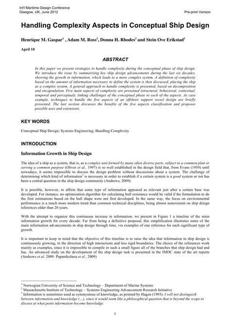 Pdf Handling Complexity Aspects In Conceptual Ship Design