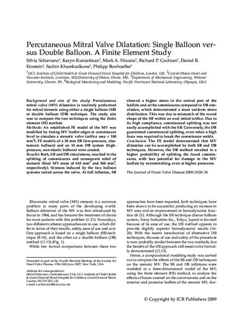 Pdf Percutaneous Mitral Valve Dilatation Single Balloon Versus
