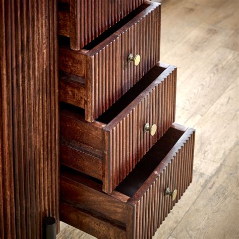 Luxor Mango Wood Wide Chest Of Drawers With Marble Top Metal Legs