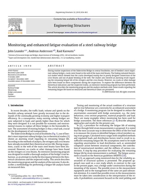 monitoring and enhanced fatigue evaluation of a steel railway bridge