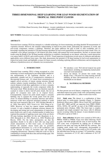pdf three dimensional deep learning for leaf wood segmentation of