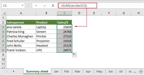 3D Sum Or Sumif Across Multiple Worksheets In Excel