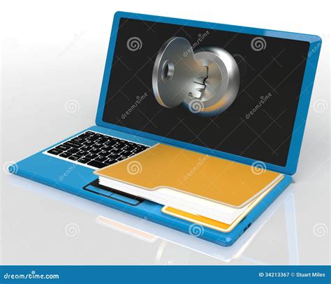 Key And File On Computer Shows Private Password Or Unlocking Stock Illustration Illustration
