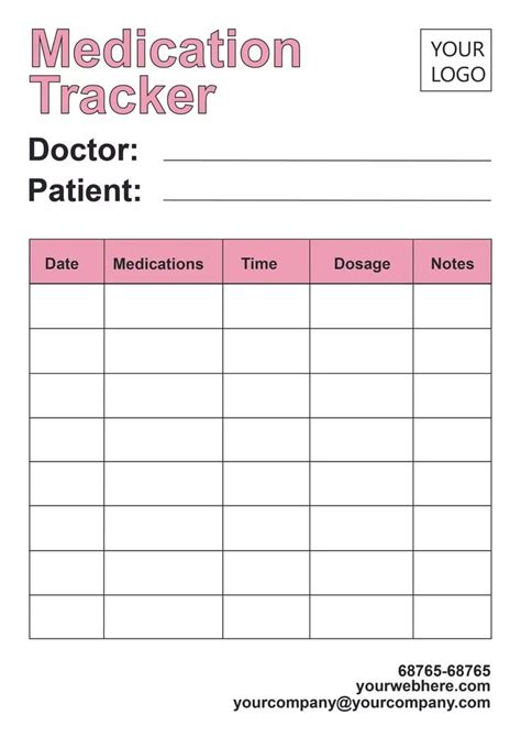 Medication Tracker Template Chart Blank Printable Pdf Word Medication Chart Printable