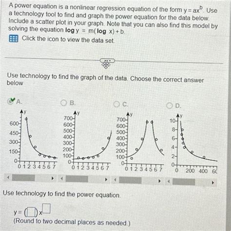 Solved A Power Equation Is A Nonlinear Regression Equation