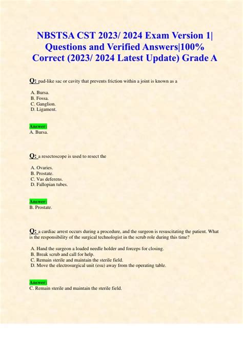 Nbstsa Cst 2023 2024 Exams Versions 1 And 2 Questions And Verified
