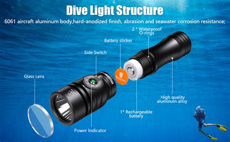 Wurkkos Dl02 Dive Torch Scuba Diving Flashlight Max 3000lumen 496m