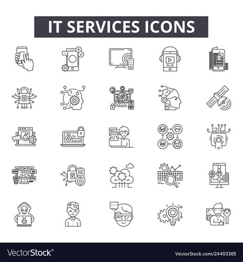 It Services Line Icons For Web And Mobile Design Vector Image
