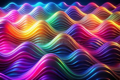 Abstract Waves Shape Glowing In Ultraviolet Spectrum Stock Illustration